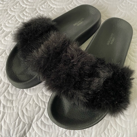 Urban Outfitters | Shoes | Urban Outfitters Furry Slides | Poshmark